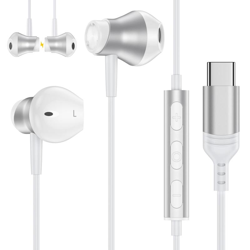 Vedfoad Type-Cイヤホン有線 イヤホンマイク付き タイプCイヤホン有線 磁気設計 HIFI音質/音量調整/通話対応 usb-c 有線イヤホン 軽量 通勤/スポーツ/仕事に最適 iPhone16/15などタイプCポート搭載の