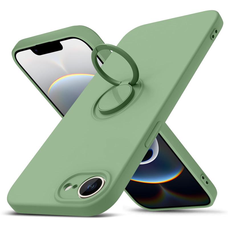 Duluqboba 対応 iPhone 16e 用の ケース リング付き シリコン 薄型 耐衝撃 レンズ保護 360°回転 車載ホルダー 防水 軽量適用機種: 対応 iPhone 16e スマートフォン専用保護カバー;(ご注意:ケースの背面...