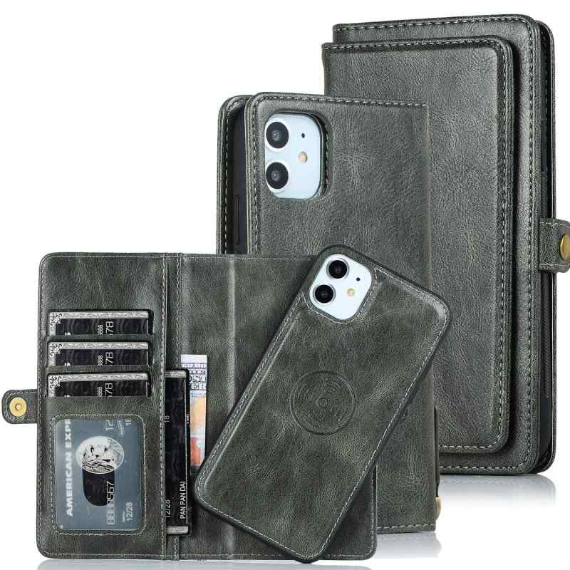 for iPhone 11 Many Card Slots 2in1 Detachable Wallet Case
