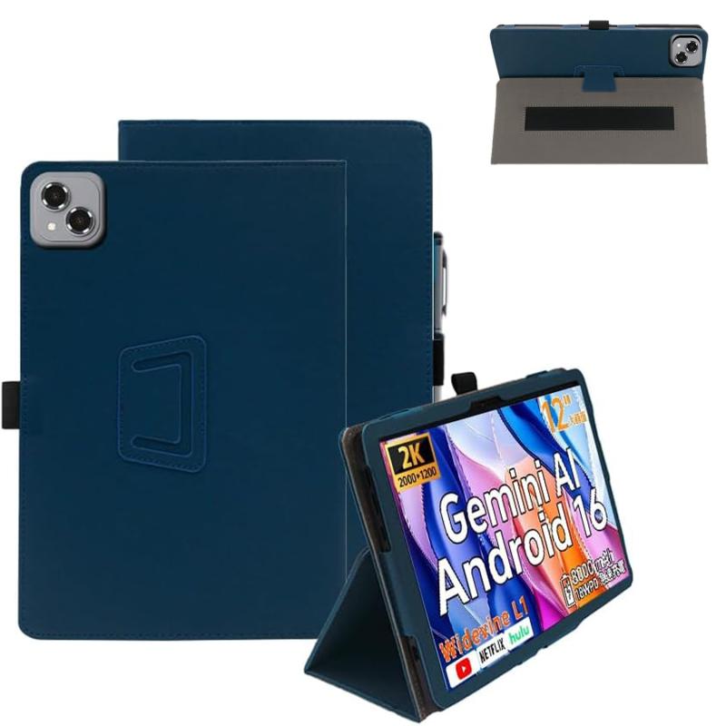 For Yummo A90proケース 【Vaele 】12インチ タブレット ケース 360°全面保護 二つ折りスタンド多視角調整 ペンホルダー付き 上質PUレザー キズ防止 軽量 全面保護Yummo A90pro タブレットカバー(ダー...