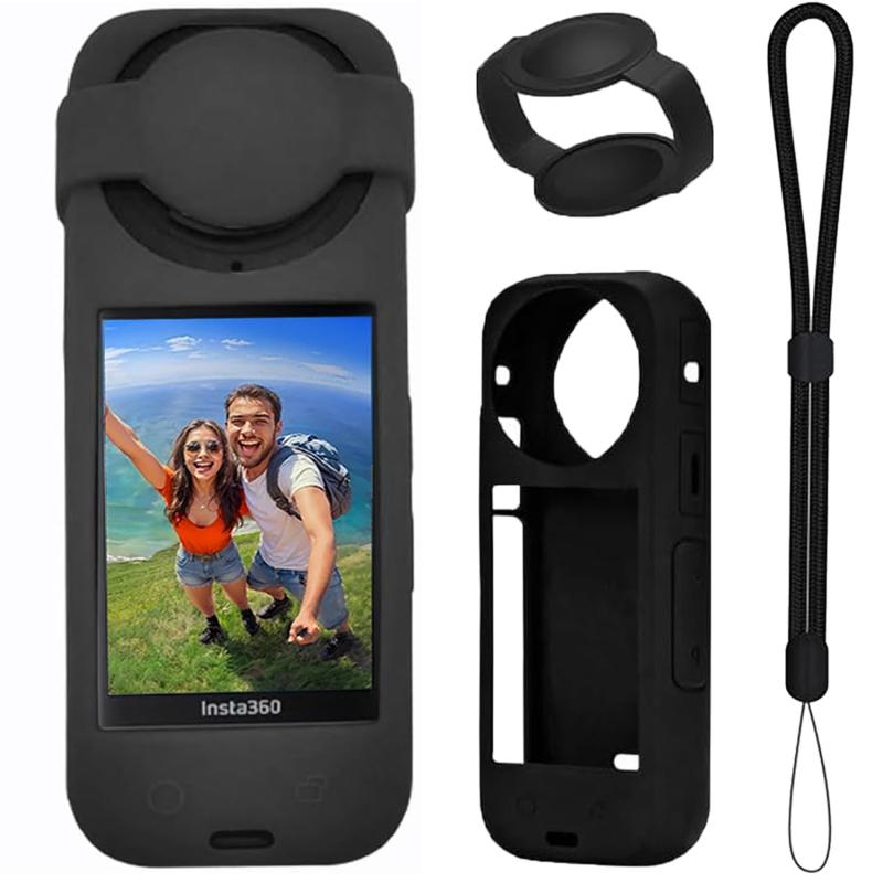 For AKASO 360/Insta360 X5/X4 用 ケース カバー 【BAOLINTX】 耐衝撃TPU素材 防塵 滑り止め キズ防止 指紋防止 落下防止 全面保護 AKASO 360/Insta360 X5/X4 ケース(ブラック...