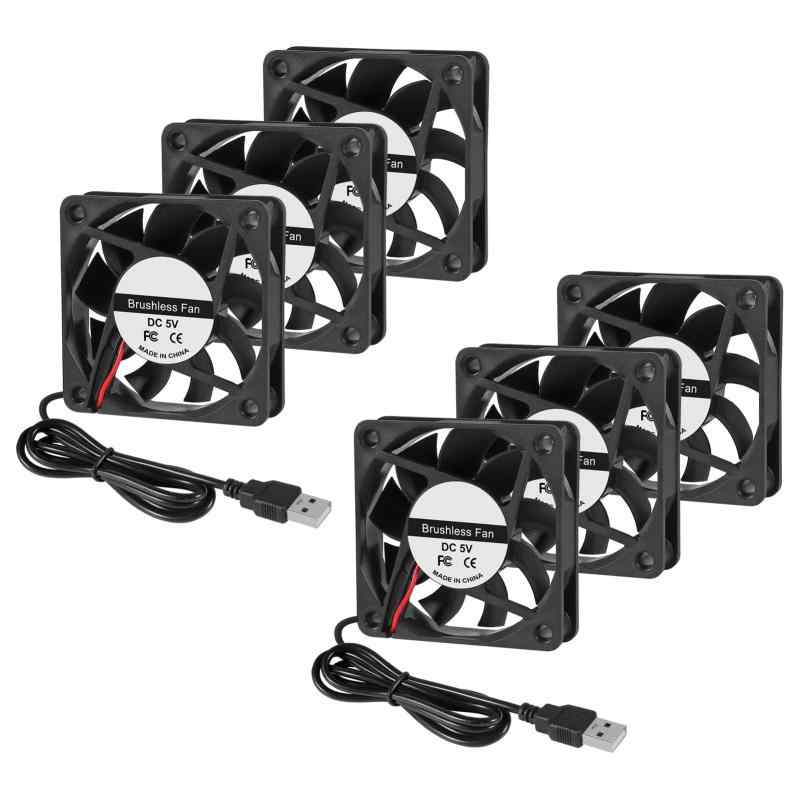 6PCS 60mmファン2.36in USBブラシレス冷却DC 5V 60mm x 15mmファンクーラー速度4200 rpm 3Dプリンター冷却電子エレクトロニクス空気清浄機Cooling DIY Projects60x60x15mm/ ...