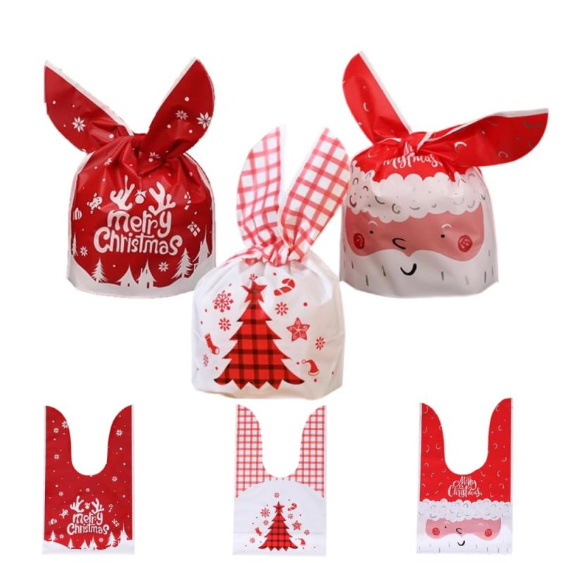 150枚 お菓子袋 クリスマス 袋 ウサギ耳 小分け袋 ラッピング 袋 キャンディバッグ クリスマス ギフトバッグ サンタ チョコレート 包装 配る用 バッグかわいいデザイン：これらのクリスマス包装袋は定番のクリスマス要素をモチーフにしてお...