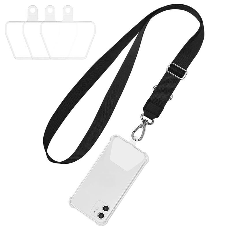 [Doormoon] スマホストラップ 首掛けストラップ 首から下げる 長さ調整可能 斜め掛け ショルダーストラップ 着脱簡単 全機種対応 紛失/落下防止 ストラップホルダー【セット内容】パッチ×2、ネックストラップ×1（最長約72cm、最...