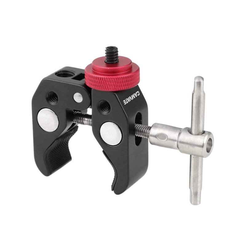 camvate1/4"-20~1/4"-20スクリューコンバーター付きスーパークランプカラー：黒い本体、赤いネジ頭材質：良い品質なアルミニウム、いい仕上げ、耐久性があります。仕掛け：1×スーパークランプ+1×1/4&qu...