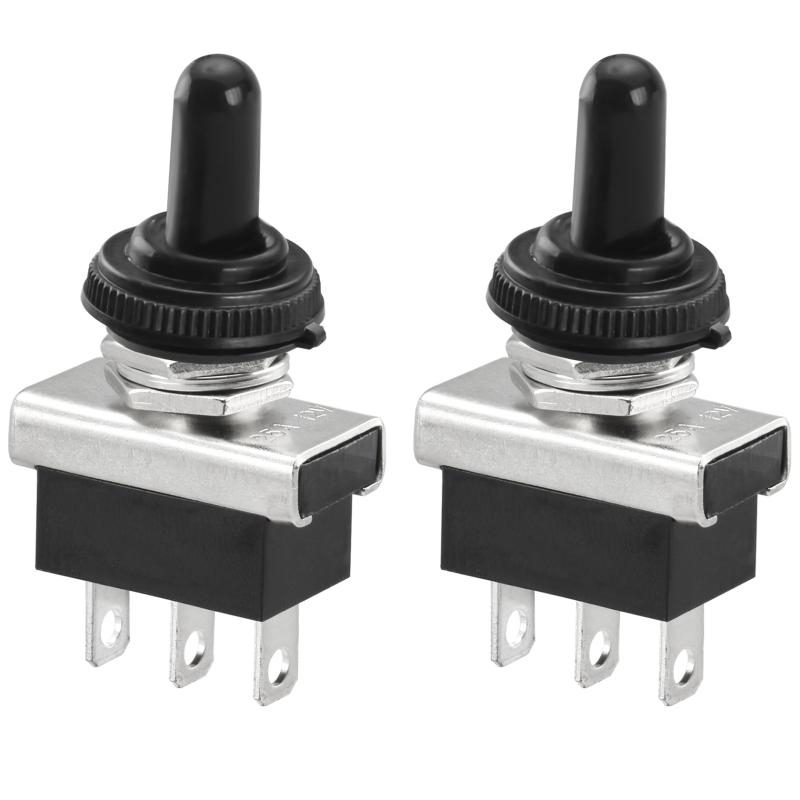 Heschen 車用トグルスイッチ, オン/オフ/オン, SPDT 3ピン 3ポジション,KN3D-103, 12VDC 25A，24VDC 10A, 防水キャップ付き 2個入り評価:25A 12VDC; 10A 24VDCSPDT ON/...