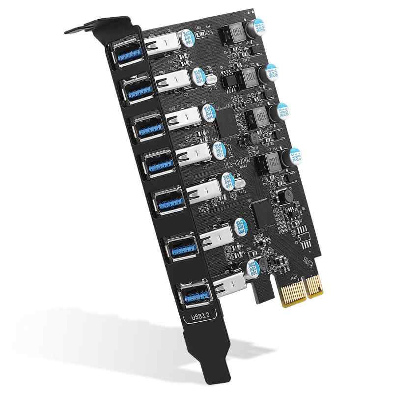 IDEAPRO USB3.0増設ボード 7ポート USB 3.0増設 PCI Express インターフェースカード 外部給電不要 5Gbps高速伝送 拡張カード PCIE x16 x8 x4 x1対応 Windows XP/Vista 7...