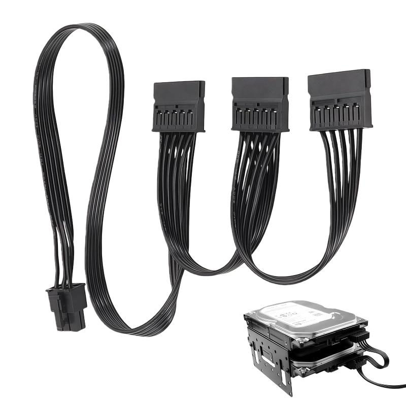 sata 電源ケーブル ペリフェラル 6ピン電源分岐ケーブル 3ポート出力 Y型スプリッタ ハードドライブ用電源変換ケーブル【使用目的】SATAインターフェースを採用したストレージ機器へ、安定した電力を分配するための電源ケーブルです。HDD...