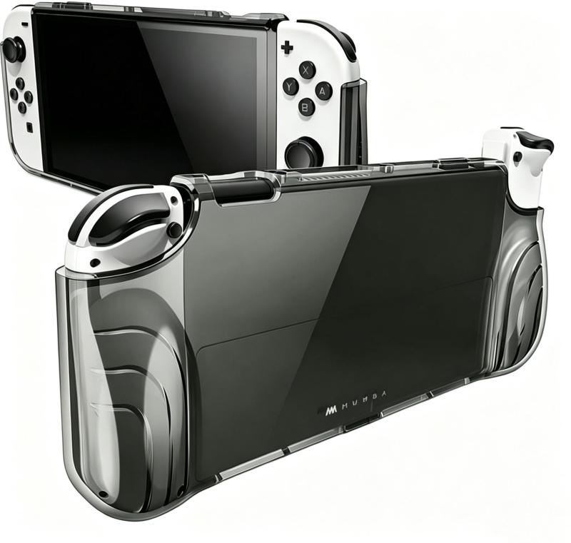 Mumba Nintendo Switch OLED 2021用ケース 有機ELモデル 保護クリアカバー TPUグリップ付き 全面保護 傷防止 指紋防止 衝撃吸収 Joy-Con コントローラー対応 [Thunderbolt シリーズ][ユ...
