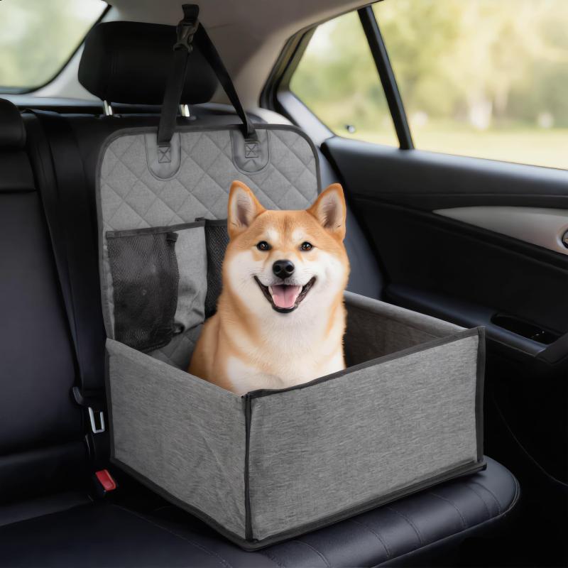 ペットドライブボックス 犬 車 ペットドライブシート 飛び出し防止リード付き 折りたたみ式 小型犬 中型犬 猫対応 全車種 車用ペットシート 助手席 後部座席対応 メッシュ通気 収納ポケッ【飛び出し防止リード付き・安心安全設計】 本ペットド...
