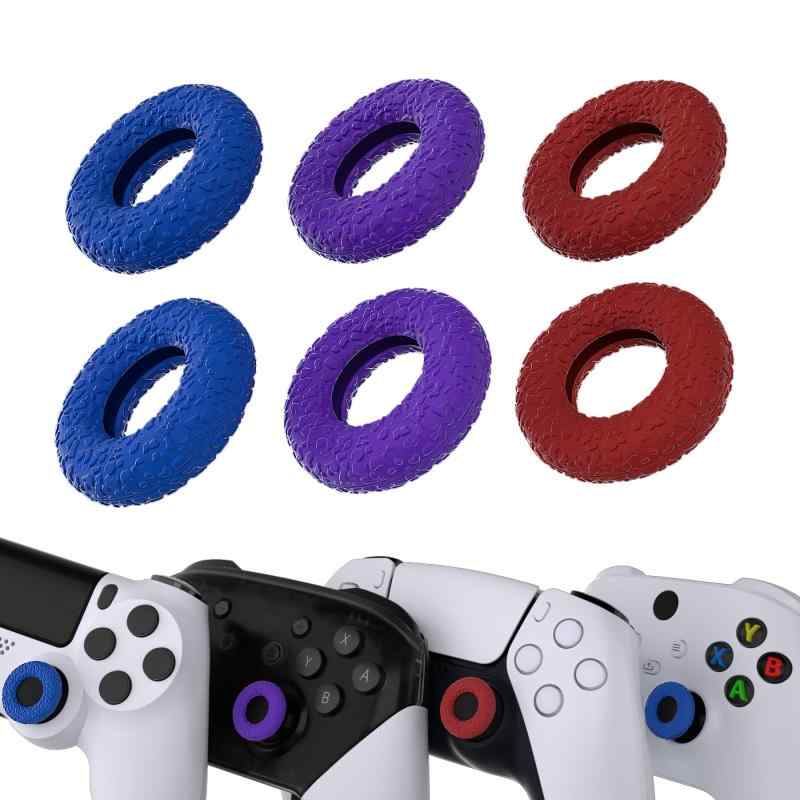 PlayVital ps5&amp;ps4コントローラー＆Xbox シリーズ X/S＆Xbox One/Eliteシリーズ2 コア＆Switch Proコントローラーに対応用3ペアのドーナツデザインシリコンサムスティックリング、アンチスリッ...