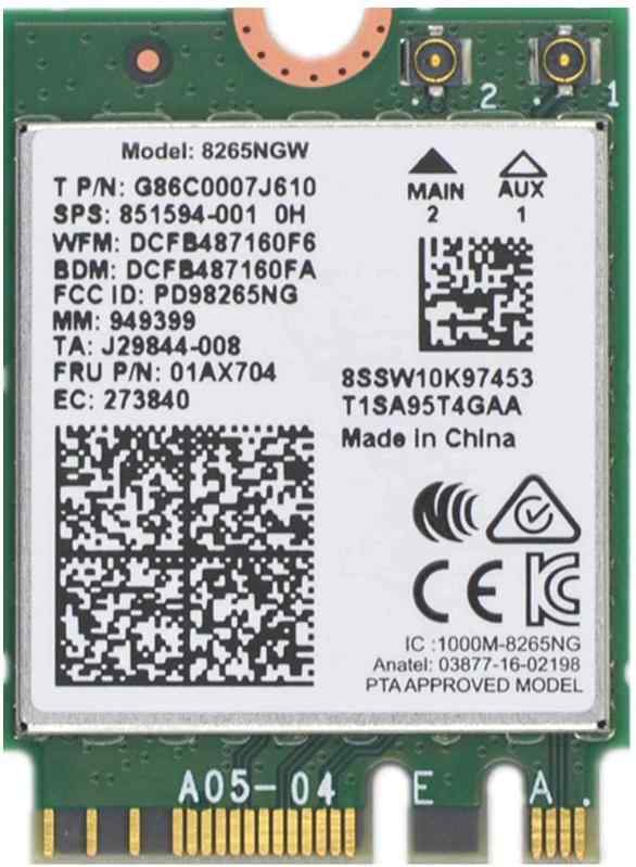 SenFend Dual-Band for intel 8265AC 8265NGW 2.4G 5G Bluetooth 4.2 NGFF M2 Wireless Network Card WiFi Card For most laptop...