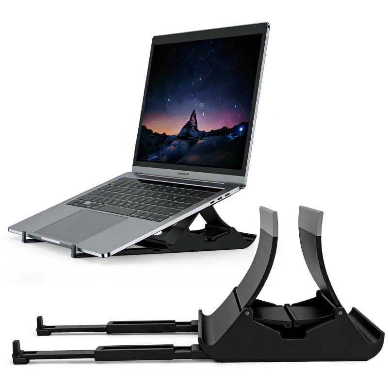 ノートパソコンスタンド pcスタンド 縦置き 3台収納 コンパクト 姿勢改善 腰痛＆猫背＆肩こり解消 ABS樹脂 重力感知 調整不要 滑り止め 省スペース パソコンスタンド パソコン台 pc台 テレワ【重力感知で自動ロック】このノートパソコ...