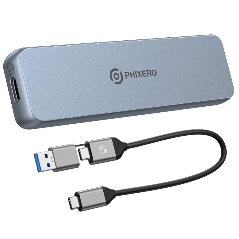PHIXERO M.2 NVME ケース USB 3.1 Gen 2 10Gbps高速転送 M.2 SSD 外付けケース M.2 NVMe 2280/2260/2242/2230 M key/B+M key ssdに適合 アルミニウム合金 ...