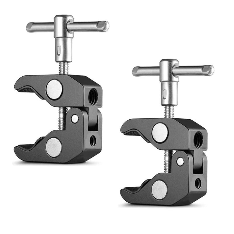 YFFSFDC スーパークランプ 蟹バサミクランプ 15-54mmパイプクランプ 1/4インチネジ穴と3/8インチネジ穴 多用途クランプマウント 雲台 に対応 2個セット1.スーパークランプは、傘、クロスバー、プレート、棚、フックなどに取り...
