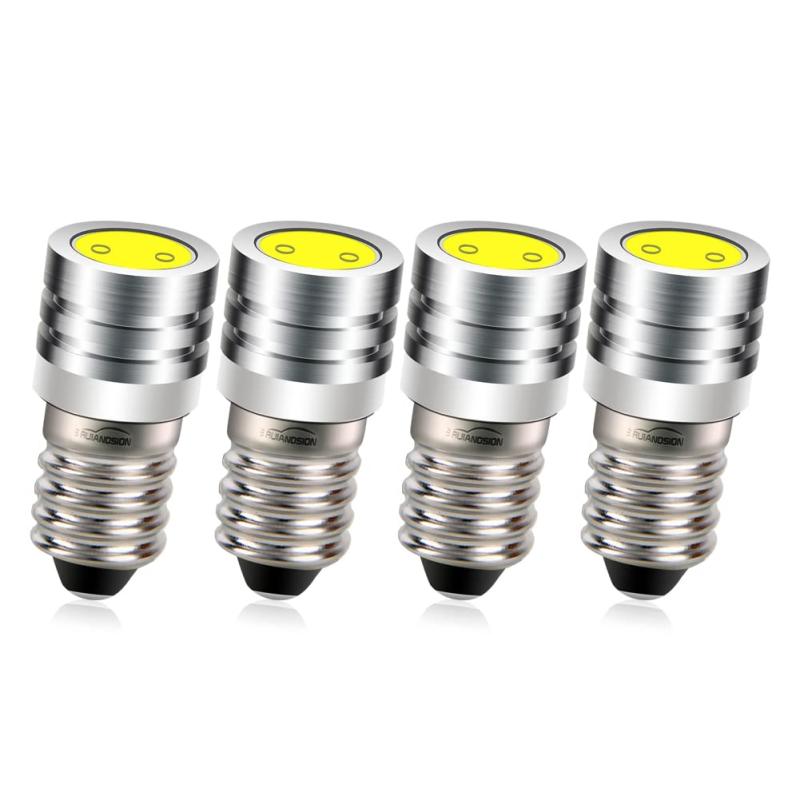 Ruiandsion 4個 たいまつ懐中電灯のためのE10 LED電球3VスーパーブライトCOBホワイトLED電球1.モデル：E10、LEDカラー：6000Kホワイト、ルーメン：100LM サイズ：25mm×11mm（L×D）2.私達の電球...