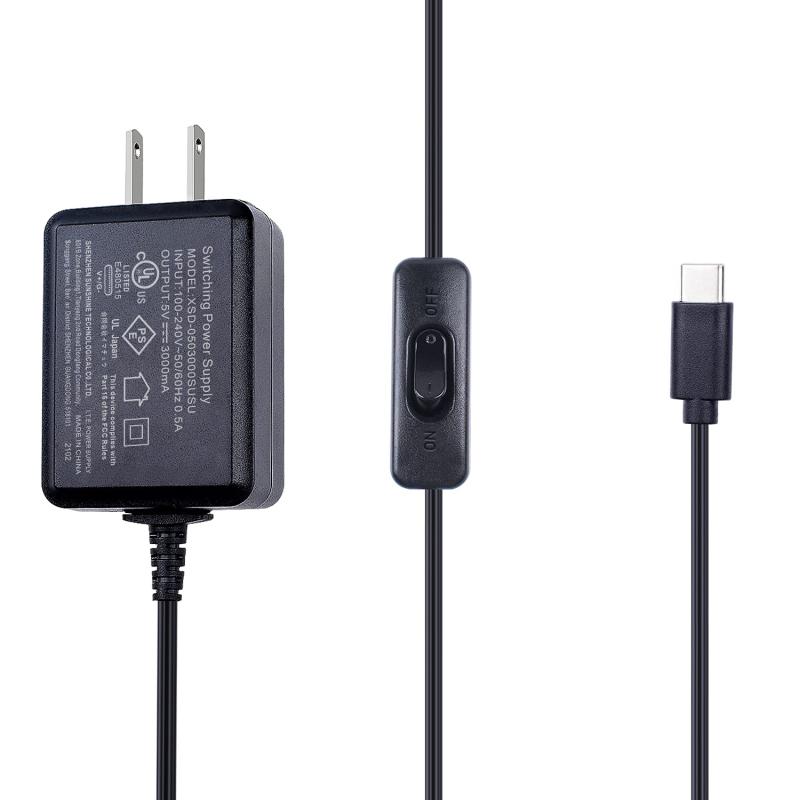Smraza Raspberry Pi 4 USB-C (Type C）電源、5V 3A ラズベリーACアダプター RPi 4b Model B 1GB / 2GB / 4GB/ 8GB適用規格:5V 3A電源アダプター Raspberry...