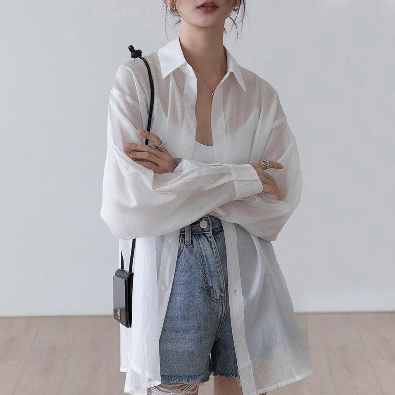 UV カットシャツレディース 夏 春 服 2025 新作 薄手の ジャケットデザインニッチスプリットトップ生地名: アイスシルク主な生地構成: ポリエステル（ポリエステル繊維）主な生地構成 2: その他パターン: ソリッドカラースタイル: ...
