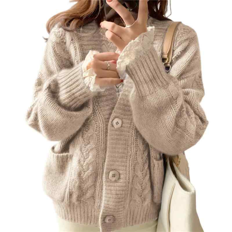 [Sueeya] スイーヤ カーディガン レディース ニット Vネック 上着 ケーブル編み アウター リブ ボレロ 長袖 羽織 ゆったり 体型カバー 大人 可愛い 保温 トップス 秋 冬 通勤 普段着豊富なサイズと色から選べるレディースカー...