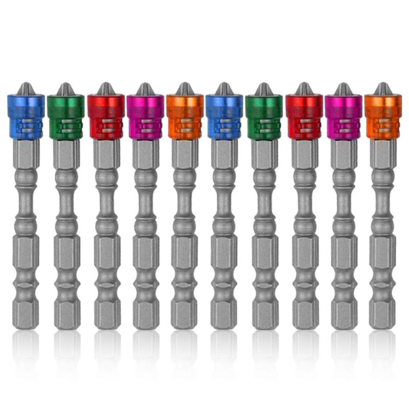 SeonFook 10本セット ドライバービットセット S2クロムバナジウム鋼 六角軸 6.35mm (1/4'') 強い磁気 スクリュードライバーヘッド 電気ドリル用フィリップスビット【サイズ】10個のスクリュードライバーヘッド、ドライバ...