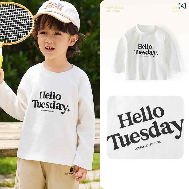 ・カテゴリ: キッズTシャツ・対象性別: 男女共用・スタイル: 韓国風・フード: なし・袖丈: 長袖・対象年齢: 中小童（3～8歳、100～140cm）・生地加工: 柔軟加工・柄: アルファベット・主な素材: 綿95%・安全基準: A類・ネ...