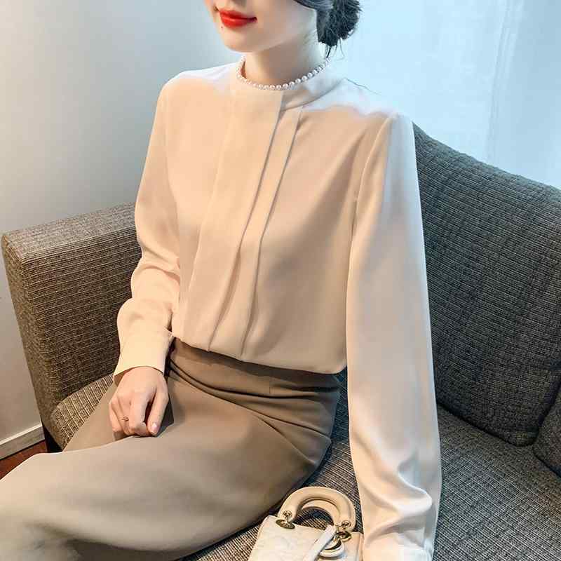・カテゴリ: 衬衫・スタイル: コンミューター風、都会風、エスニック風・主な素材: ポリエステル100%・柄: 無地・袖丈: 長袖・ネックライン: ハーフハイネック・袖型: レギュラースリーブ・クラフト: ビーズ装飾・流行要素: ビーズ装飾...
