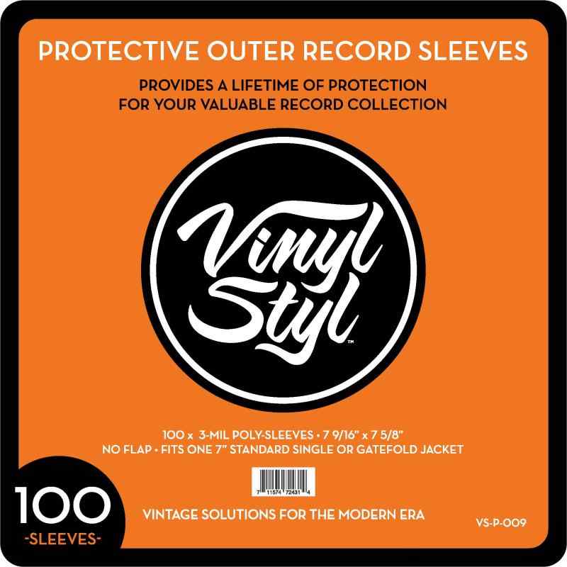 Vinyl Styl 7インチ用ビニールカバー 189 mm x 194 mm 100枚セット / 7 9/16" X 7 5/8" 3 Mil Protective Outer Record Sleeve 100CT透...