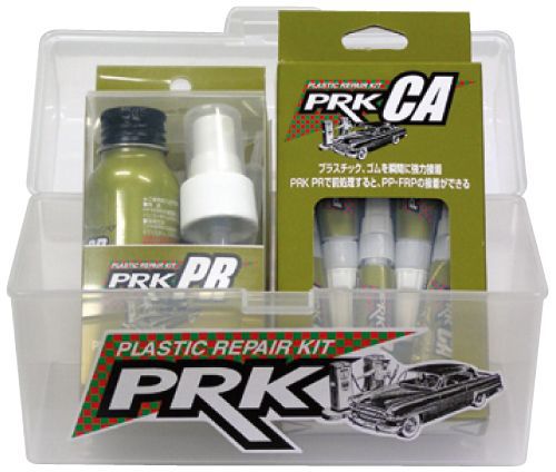 ヘッドライトやバンパーなどの接着・修理・補修剤をセットにしました。【セット内容】PRK-CA ( プラスチック・ゴム部品用瞬間接着剤）PRK-PR （PP・PE・FRP用プライマー） 商品表示（PRK-CA） 商品表示（PRK-PR） ●P...
