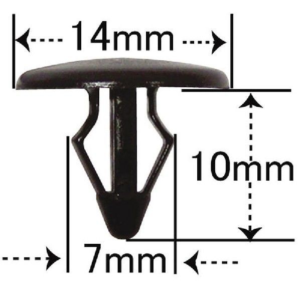 車両用内張クリップ　　　　　プッシュリベットマツダ車用適合例　：'96 デミオ/フェステバ(ミニワゴン)純正品番：B455-56-741
