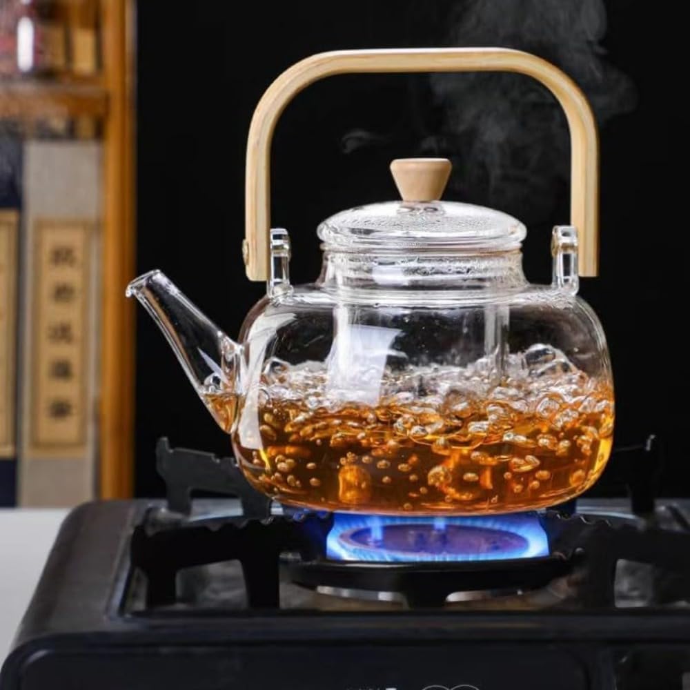 蓋付き:はい食器洗い機対応:いいえ材質 高ホウケイ酸ガラス＋無垢材ハンドル:容量 1000 ml:材質 高ホウケイ酸ガラス＋無垢材ハンドル:容量 1000 ml· 【 直火 ガラスポット 】高ホウケイ酸ガラス+無垢材ハンドルの組み合わせは耐...