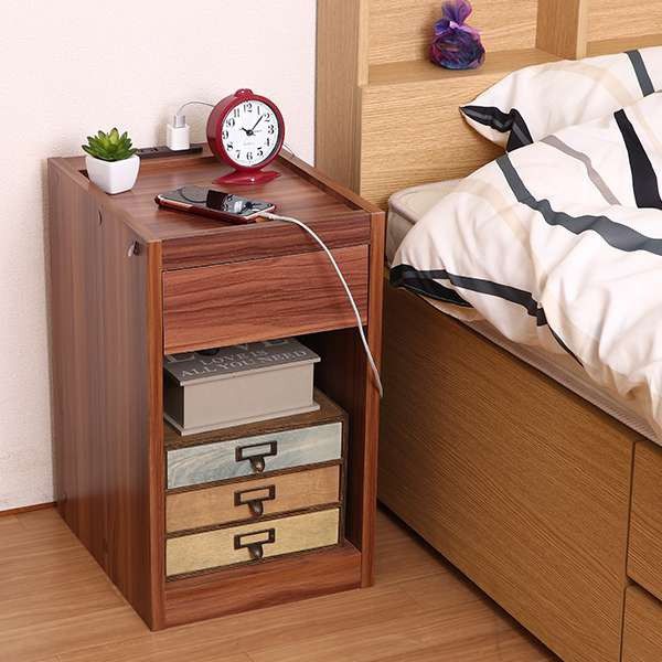 ■カラー ブラウン ■商品サイズ(mm) 全体：幅300 × 奥行360 × 高さ500 ■商品重量(kg) 7 ■素材 塗装：なし ■材質：耐荷重量／全体：15kg　 ■天板：10キロ　 ■引き出し5キロ 関連キーワード テーブル ベッド...