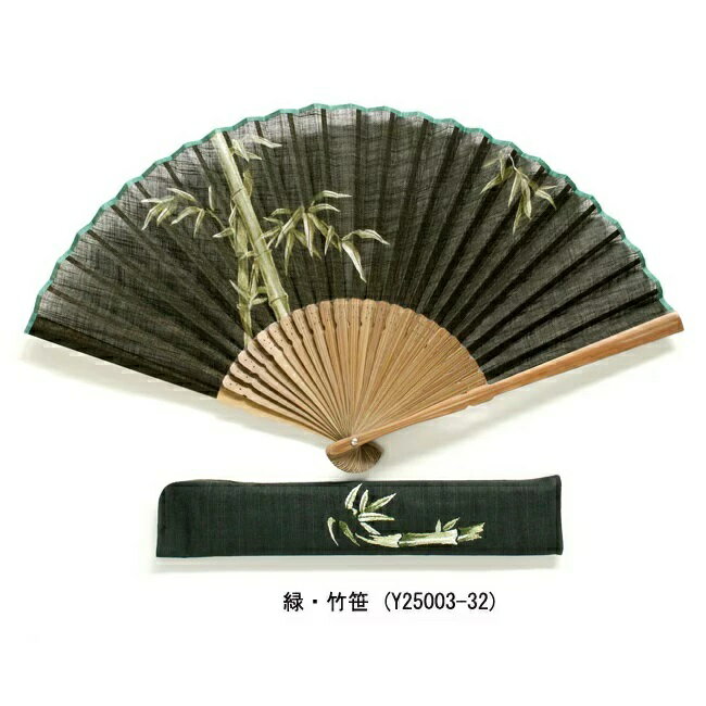 ■サイズ：約22.5cm ■素材：扇面：紙　扇骨：竹 ■綿生地と刺しゅうのコンビネーション 綿スラブ生地の質感が涼しげな扇子袋には、扇面と同じモチーフを細やかな配色の刺しゅうで表現。 ナチュラルな手触りと色使いに、華やかさを添えています。シ...