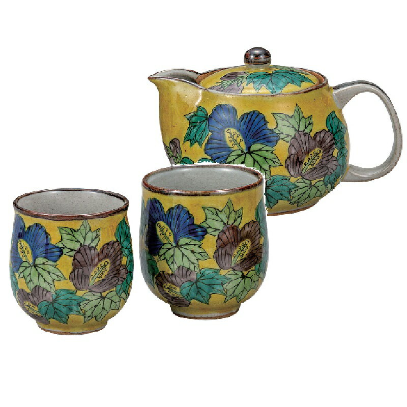 サイズ： 湯呑/大・径7.6 高8.5 (cm) 湯呑/小・径7.2 高7.7(cm) ポット・容量360ml 素材：磁器 生産地：日本 九谷焼で作られたポットと組湯呑を組合せたセットで、絵柄を揃えて楽しみたい方に最適です。 好みの茶葉に合...