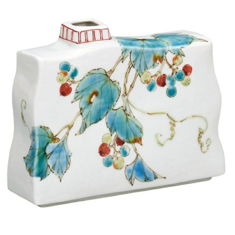 サイズ：前幅15.7×奥行5.2×高さ12.5cm 素材：磁器 生産地：日本 九谷焼の花瓶は、花瓶自体が華やか物も多く、シンプルな花を一輪挿すだけでも十分に映えます。 和室だけでなく洋室やモダンなインテリアにも調和し、部屋を華やかに演出して...