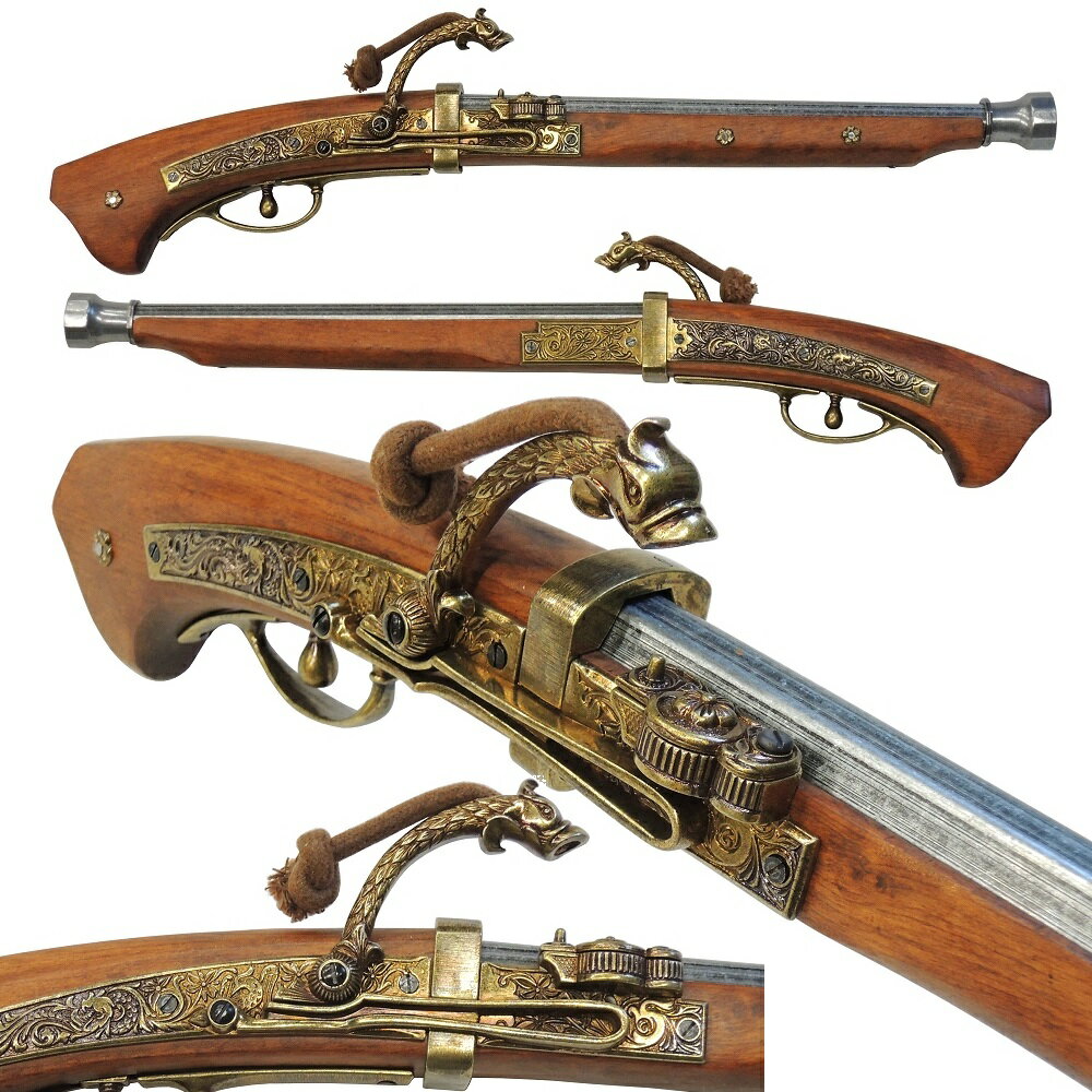 1543年に種子島に伝来したとされる火縄銃の複製です。 金属と木材で作られており、装填と発射のメカニズムがシミュレートされています。 1543年 55cm 1080g 　(ピストル,銃レプリカ) デニックス社のピストル、ライフルは装飾品とし...