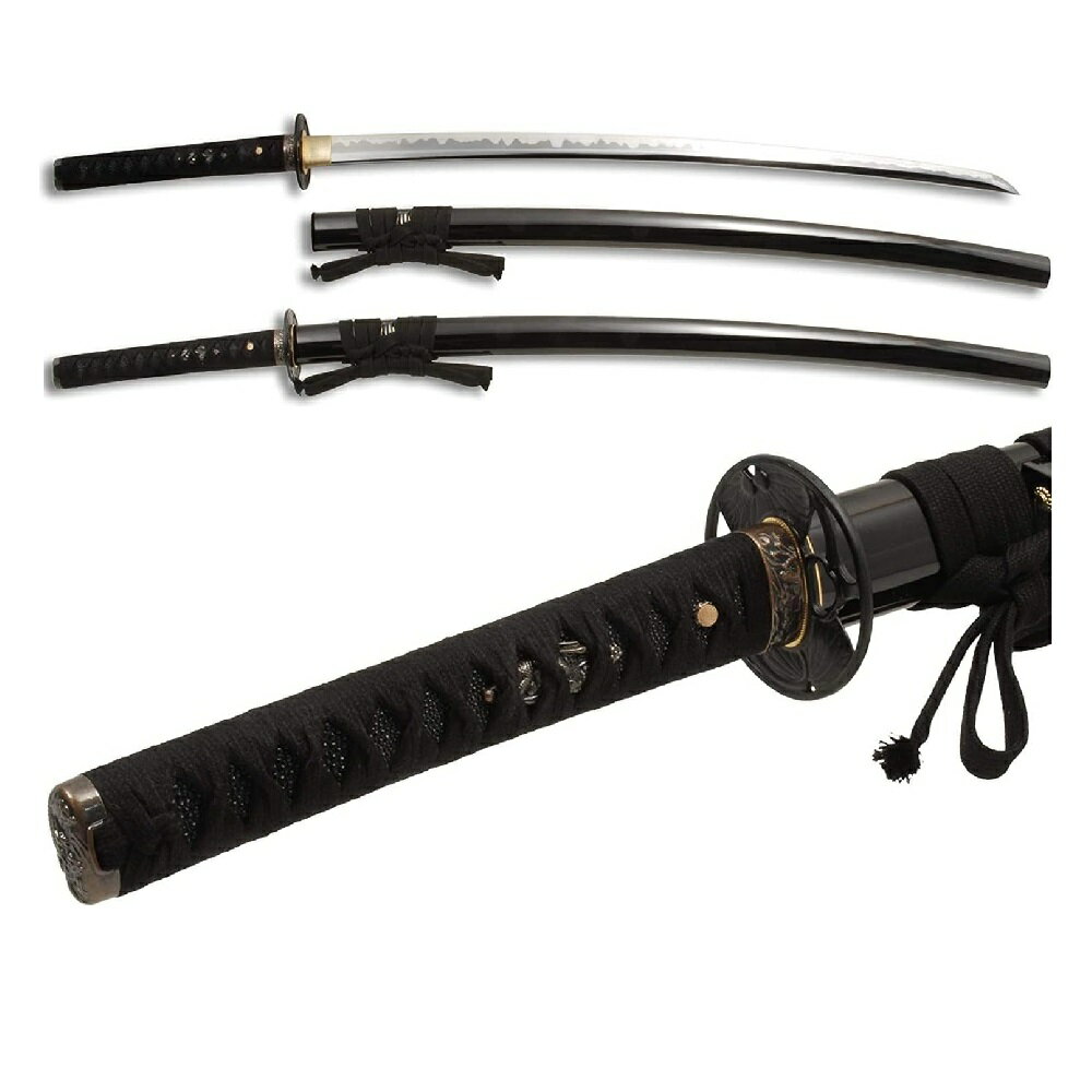 サイズ：全長：104cm、刃渡：70.5cm、柄長：24.5cm 総重量：1,110g、鞘払い：870g 素材：刀身：合金 鎬刀身二重刃文、柄下地：朴木、柄糸：綿糸、金具：合金製 仕様：刀紋：三池典太光世写し刃紋、鞘：黒呂塗鞘、鍔：葵透かし...