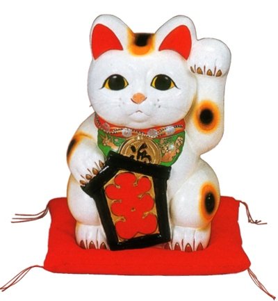 ■サイズ：(10号)高さ33cm ■開運招き猫。常滑焼の縁起置物・貯金箱です。白い猫は『福招く者』として、左手を上げる猫は『お客を招く者』として昔から縁起がいいものとされています。 ■通常2〜5営業日で発送致しますが材料その他要因にて1週間...