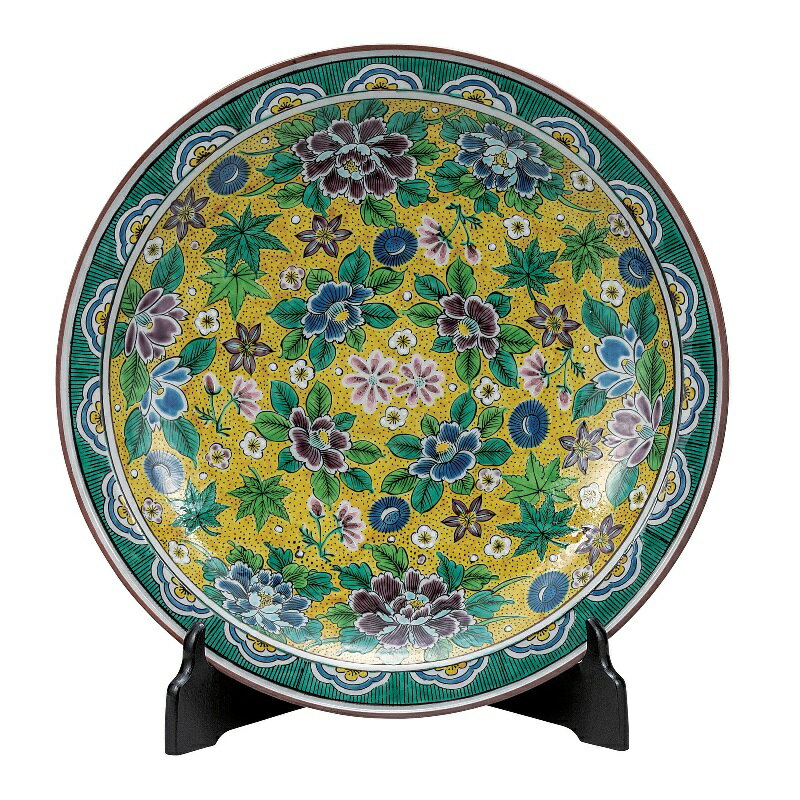 サイズ：径36.5 (cm) 素材：磁器 生産地：日本 九谷焼の飾皿は、おもてなしの空間を華やかに彩ってくれます。 玄関に、床の間に、リビングに、ご自宅も事務所も、おもてなしの心を伝える道具としての器目に止まったその瞬間に、伝統の技と心で感...