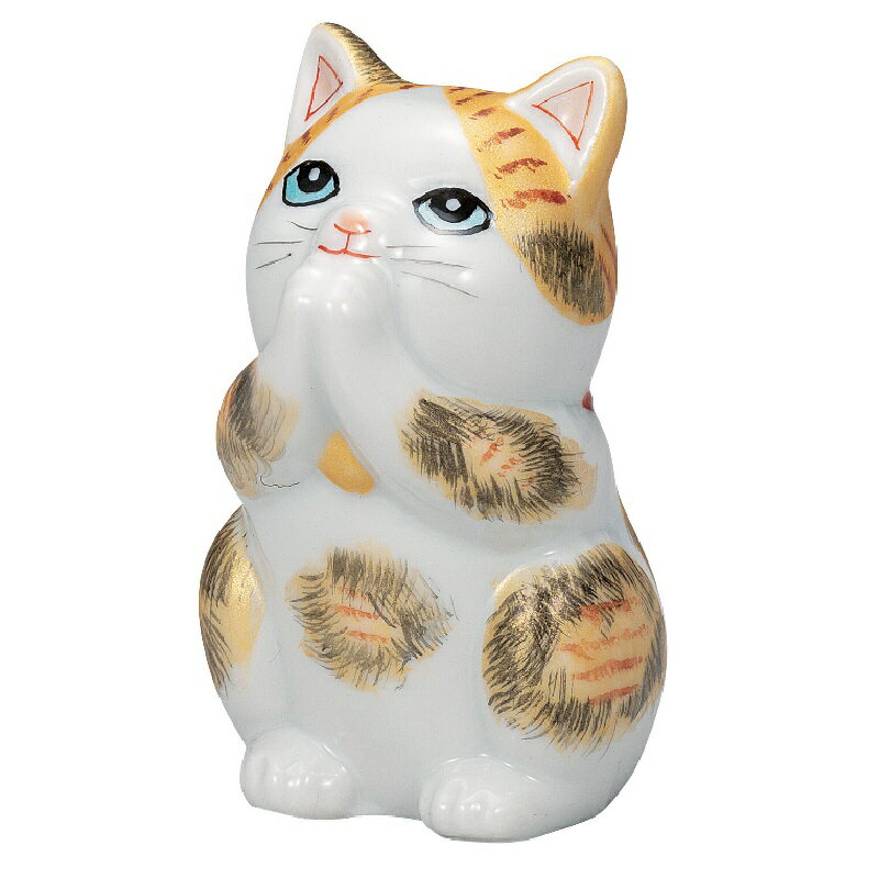 サイズ：幅5 奥行5.5 高8.2(cm) 素材：磁器 生産地：日本 九谷焼で作られた華やかな招き猫です。「千客万来」「商売繁盛」「金運招福」「開運招福」「病を防ぐ魔除け」などの願いを込めて飾られます。 右手を挙げているものは金運、左手を挙...