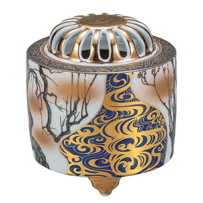 サイズ：径9.5 高9.6 (cm) 素材：磁器 生産地：日本 九谷焼の香炉は、九谷五彩を用い様々な技法で絵付をした陶磁器製の香器です。 お香を焚いて香りを楽しむ他、香炉自体が美しいため、花瓶や置物のように飾るだけでも空間を彩ることができま...