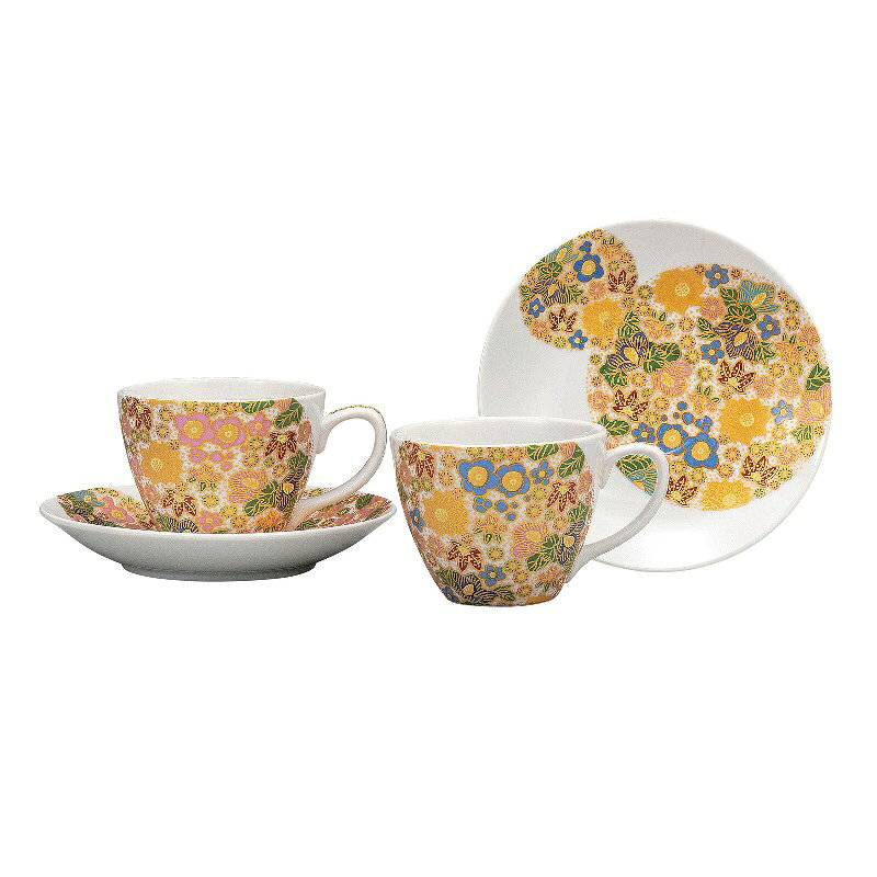 サイズ： カップ・径8.6 高6.8 (cm) ソーサー・径15 (cm) 素材：磁器 生産地：日本 コーヒーや紅茶等を楽しむための、九谷焼の華やかなカップとソーサーです。 九谷五彩の施された器で、楽しいひと時に彩を添えていただけます。 結...