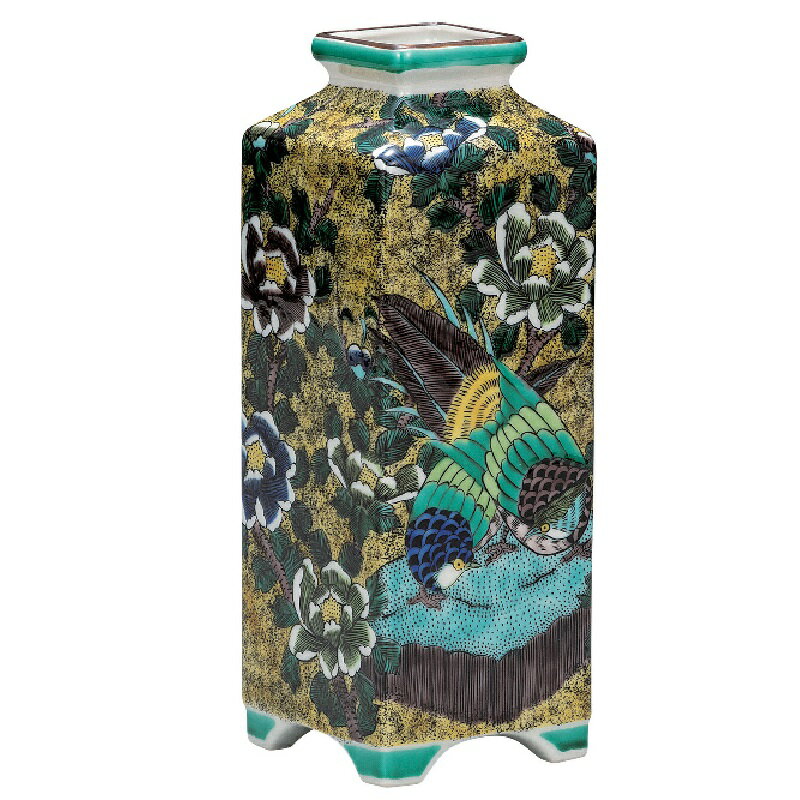 サイズ：辺7.8 高21 (cm) 素材：磁器 生産地：日本 九谷焼の花瓶は、花瓶自体が華やか物も多く、シンプルな花を一輪挿すだけでも十分に映えます。 和室だけでなく洋室やモダンなインテリアにも調和し、部屋を華やかに演出してくれます。 観賞...
