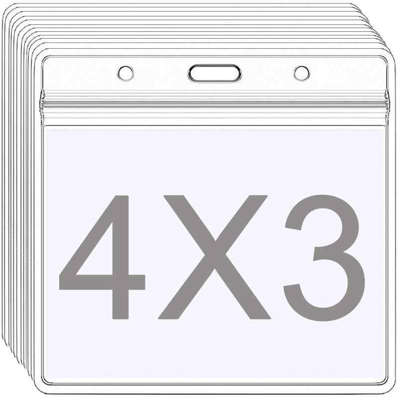 12パック縦型4 x 3 横型 名バッジホルダークリアプラスチック防水タイプPVC IDカードホルダーID名のタグ 会議 スリーブポーチ4 " x 3 "ホルダー