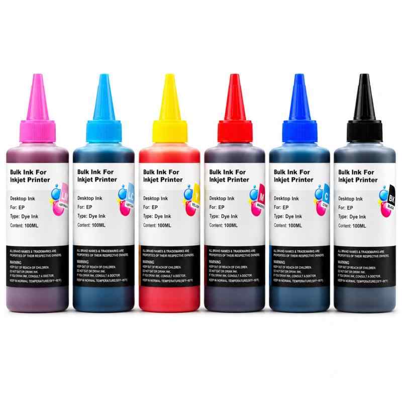 EPSON 詰め替えインク 全機種対応 100ML 大容量 互換 プリンターインク 詰め替え 染料 BK/C/M/Y/LC/LM 各1本 6色セット 補充用インクボトルセット内容プリンター インク 用 互換 100ml 染料 6色セット B...