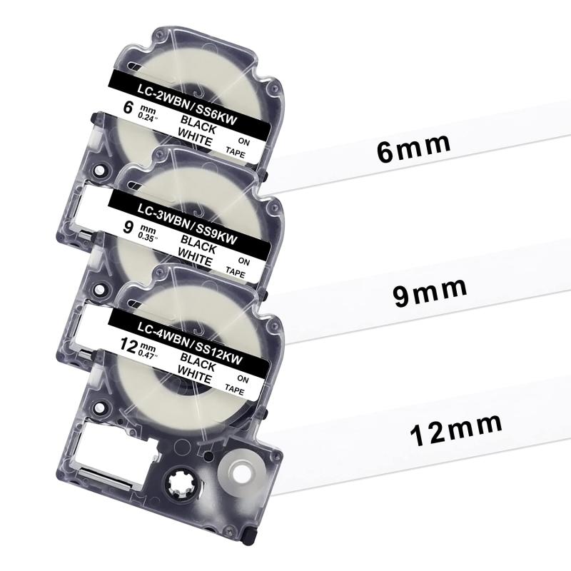 互換 キングジム テプラPROテープ 6mm 9mm 12mm 18mm 白地に黒文字…