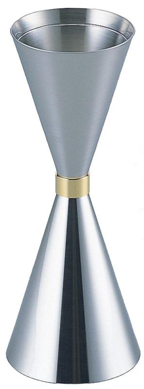 Mr.スリム メジャーカップ スリーショット MR-441 日本製サイズ:6×6×15.3cm本体重量:約90g素材・材質:本体/18-8ステンレス(部分金メッキ)原産国:日本容量:小カップ満水60ml、大カップ満水90ml