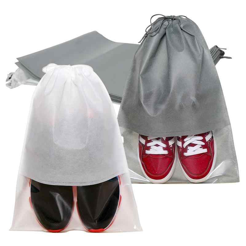 シューズバッグ 50枚セット 不織布 巾着 靴袋 シューズケース 靴干し袋 黄ばみ防止 靴入れ タオル 衣類 化粧品 収納袋 防湿防塵防臭 旅行 出張 収納 シューズサック 32x48cm
