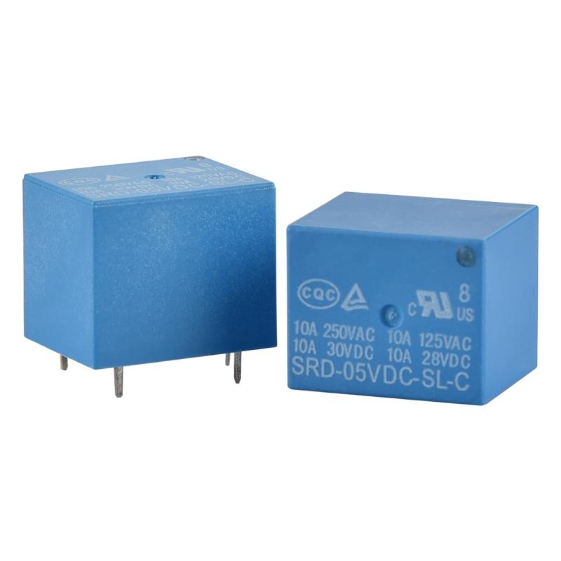 プリント基板リレー, SRD-05VDC-SL-C, DC 5V コイル, SPDT, 10A 250VAC, 5ピン端子, 2パックコイル電圧: 5VDC接点: 10A 250VAC、10A 30VDCSPDTタイプ5ピン端子パッケージ内...
