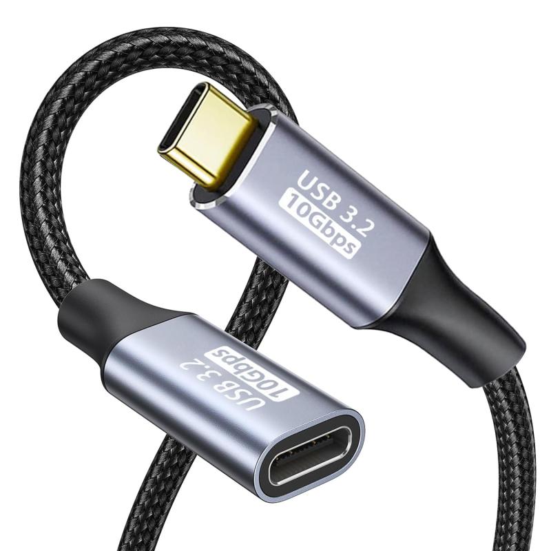 USB Type C 延長ケーブル USB 3.1 Gen2 100W PD急速充電 usb-c タイプc 延長コード 4K@60z映像出力 10Gbpsデータ転送 E-Marker 内蔵 超高耐久ナイロン編み MacBook、Pad、Sf...