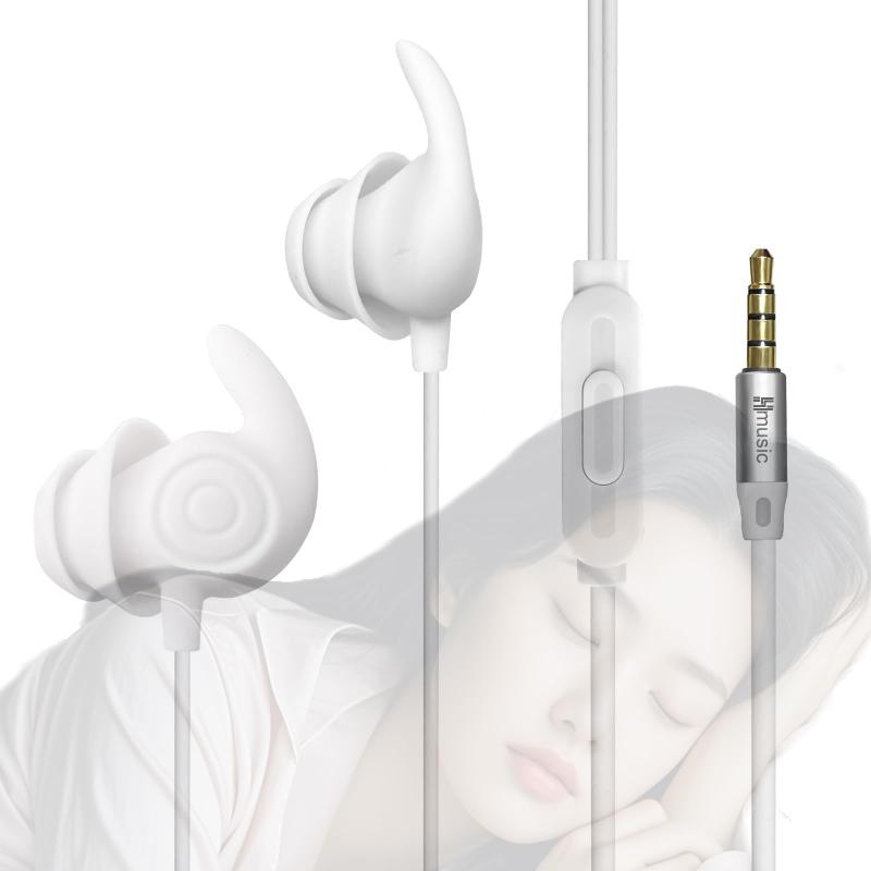 寝ホン有線睡眠用イヤホン ヘッドフォン 超軽量 柔軟性高シリコーン 睡眠用イヤーチップ ヘッドフォン マイク付き 横向きに寝ながら装着 ヨガ 旅行 瞑想